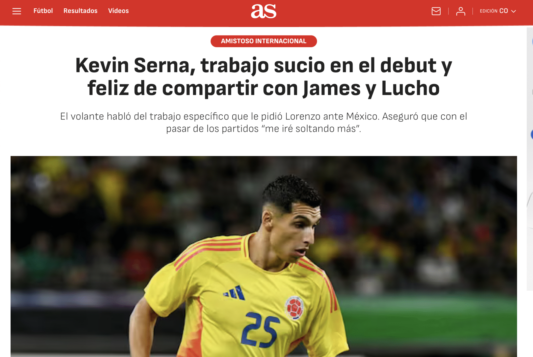 Kevin Serna ganha destaque em jornais após estreia pela seleção ...